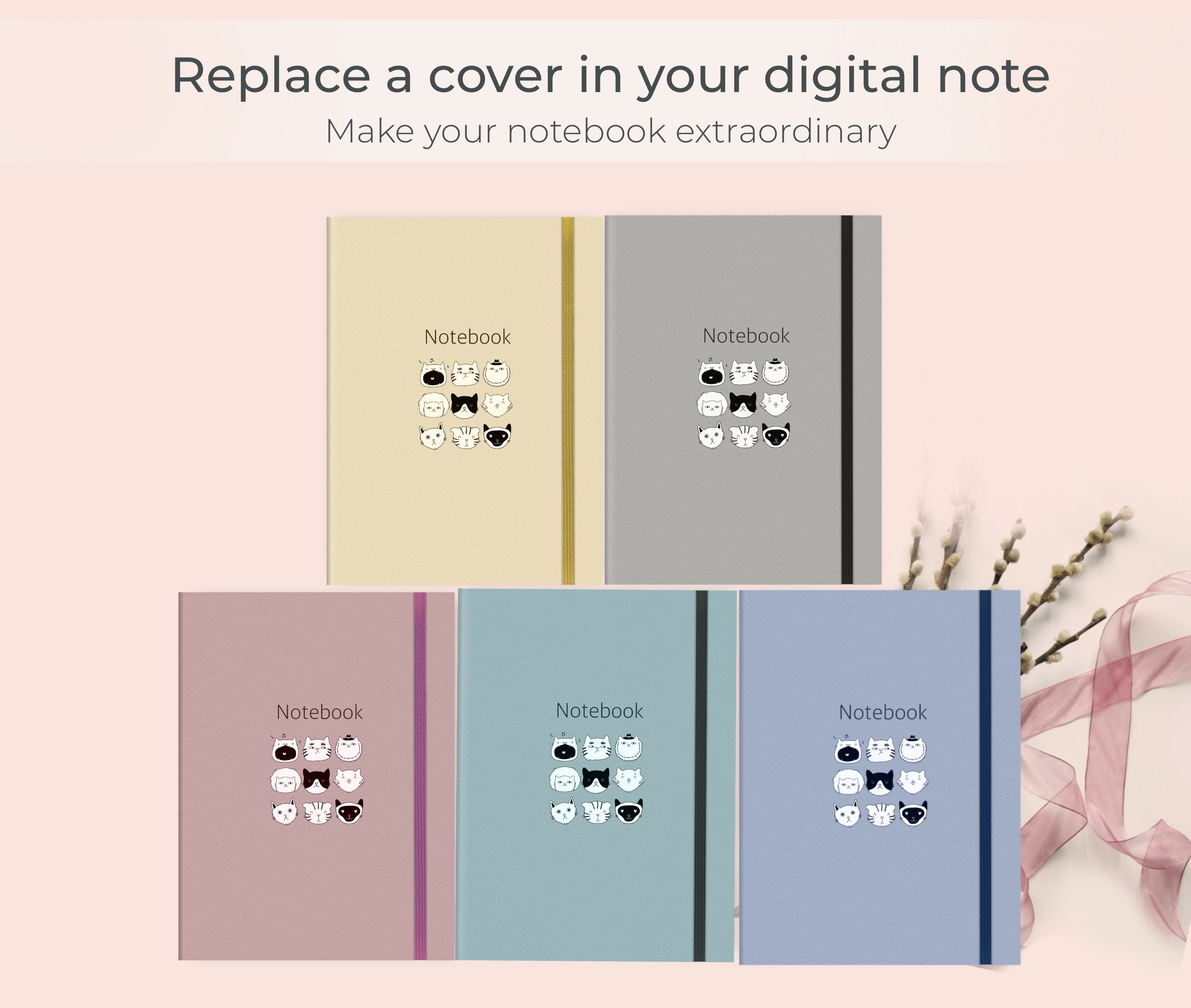 Digital Notebook Covers for Goodnotes Cat Illustration - Etsy