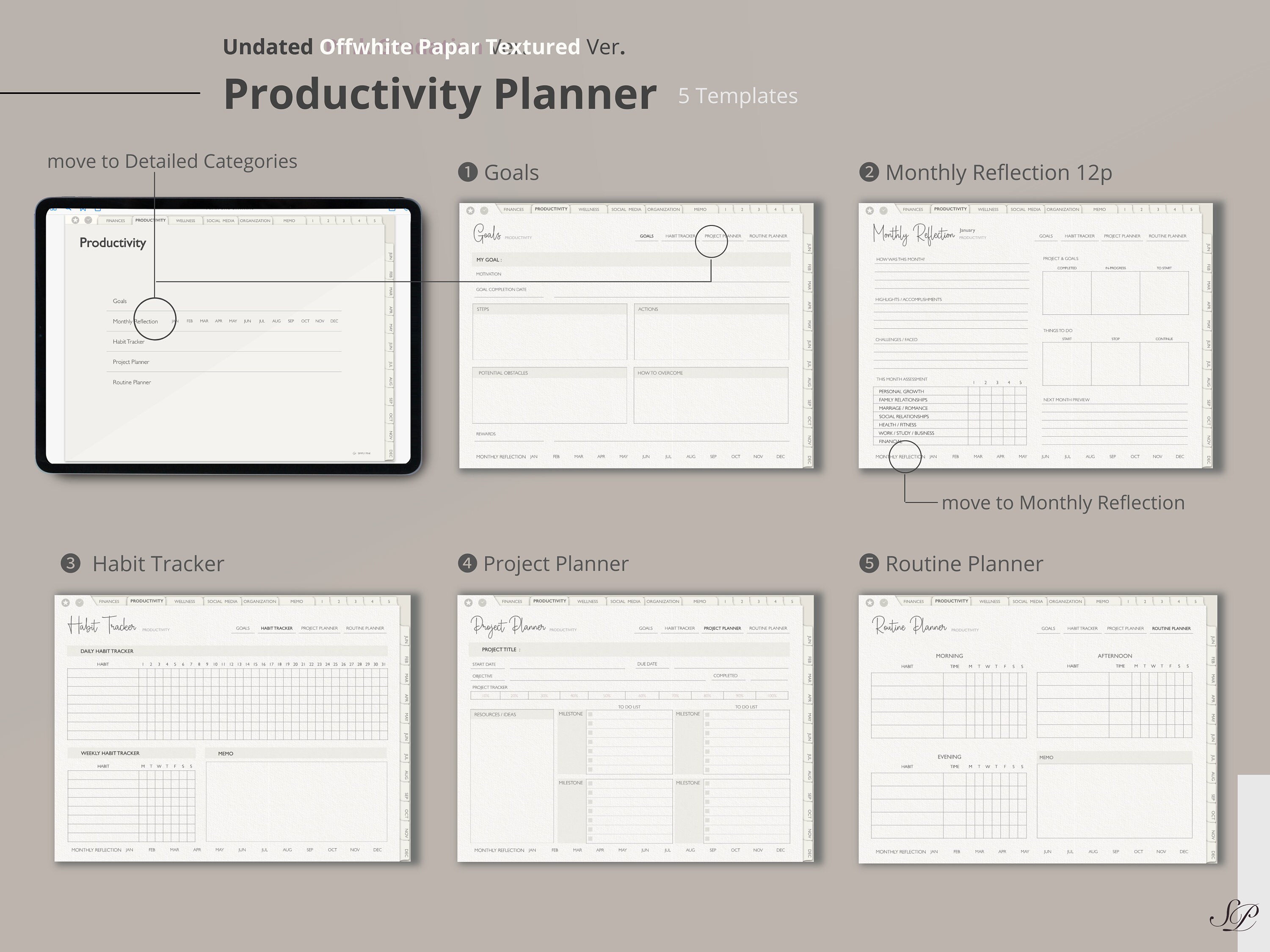Undated Digital Planner All in One Ultimate Planner iPad Planner ...