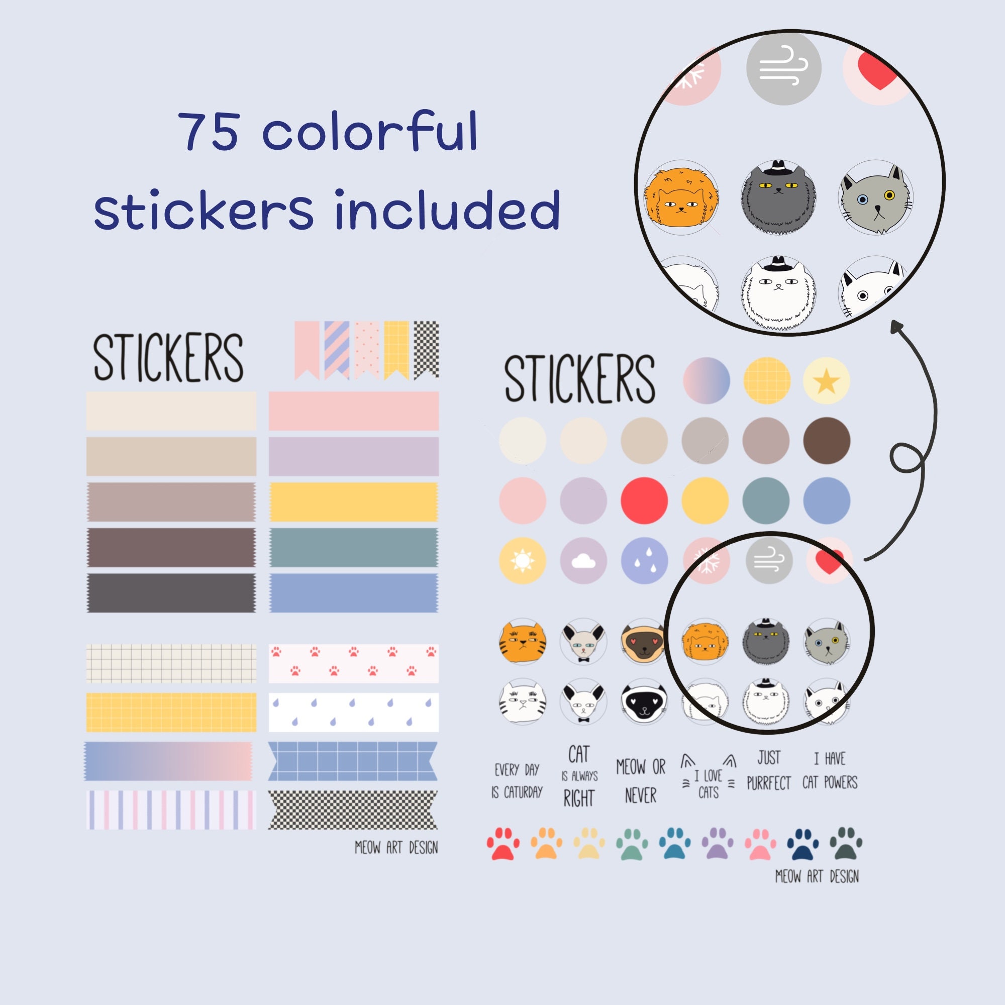 Digital Notebook Covers for Goodnotes | Cat Illustration Covers | Cat ...