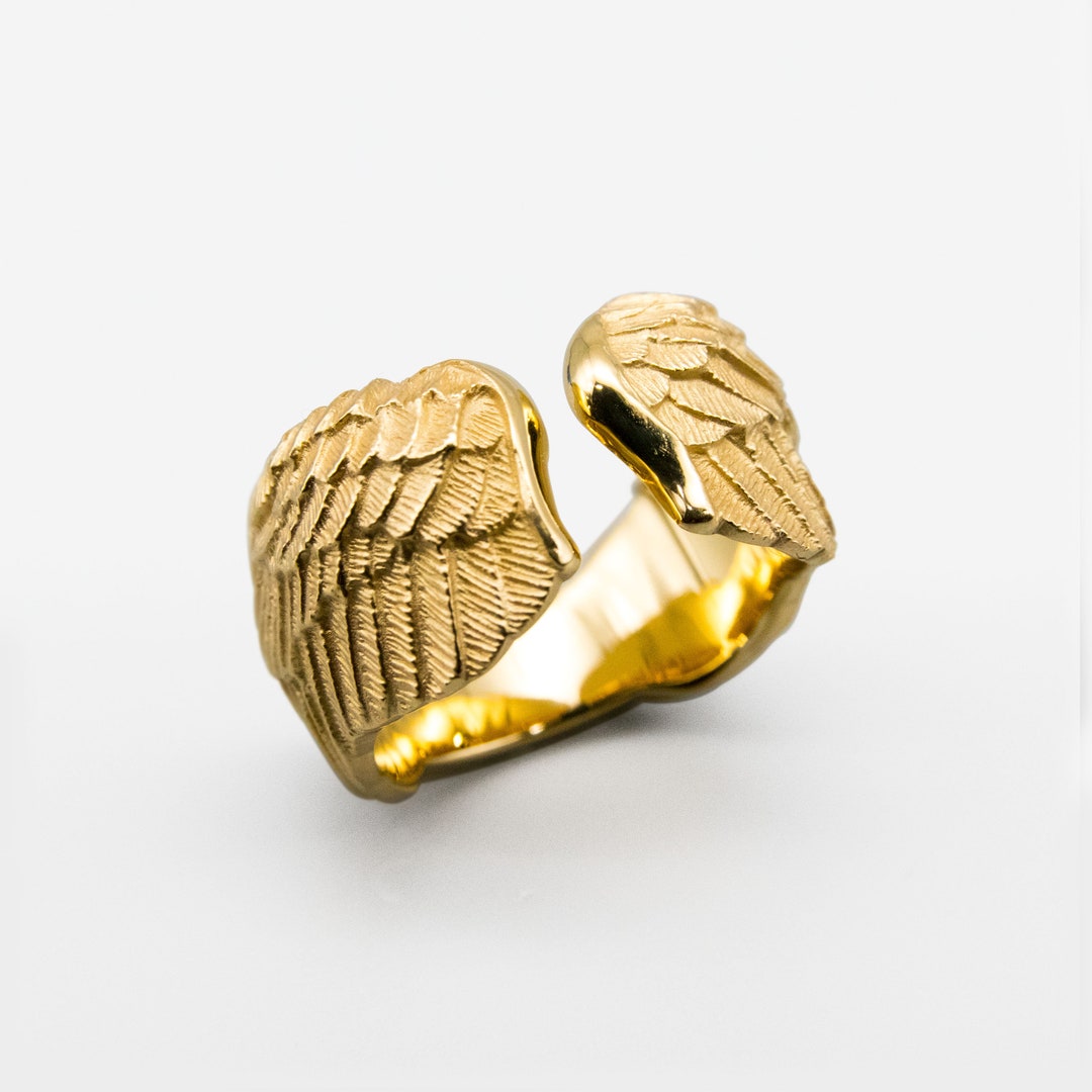 Gold Plated Sterling Silver Icarus Ring – Fantasy Wing Statement ...