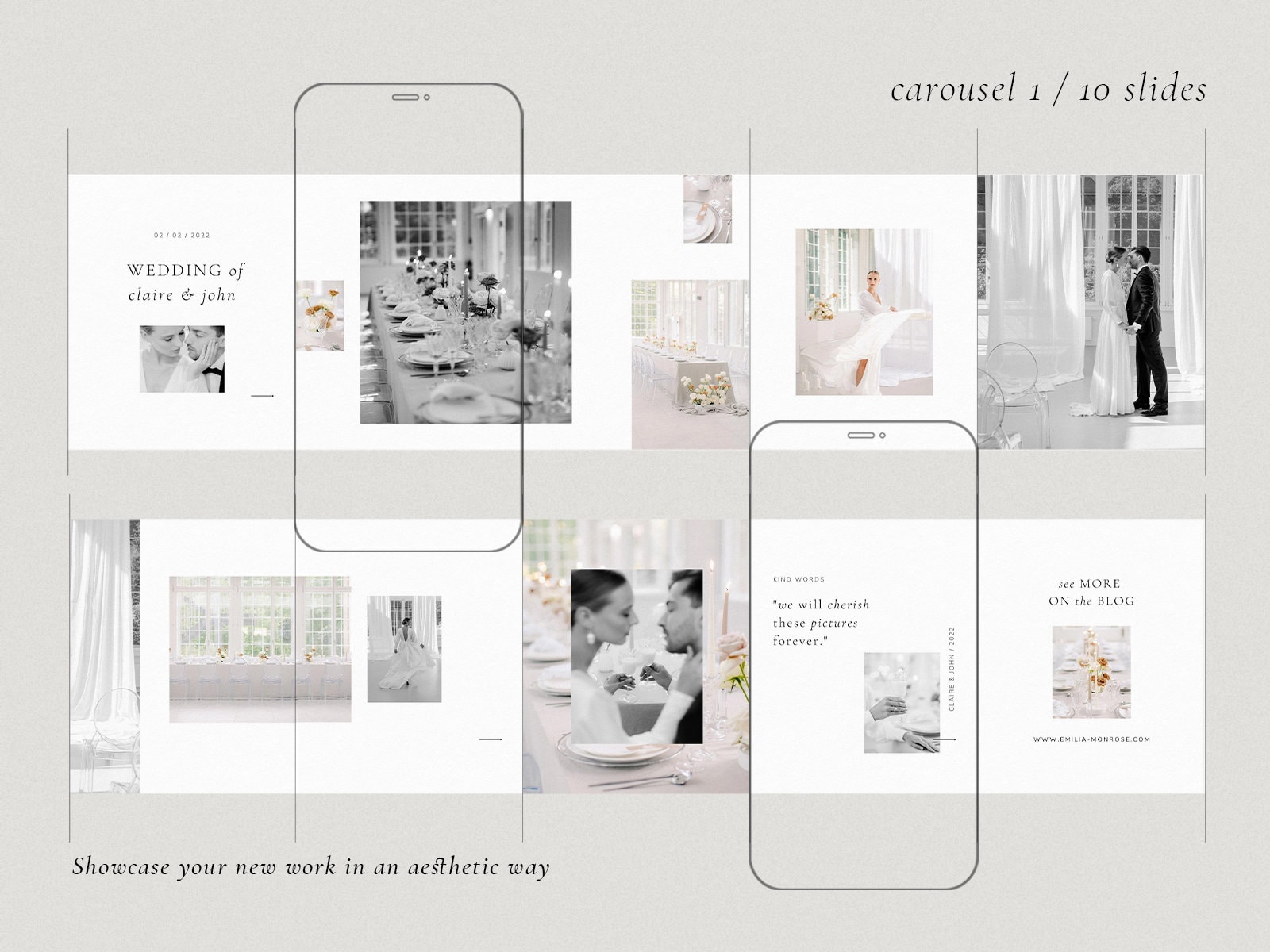 Minimal Canva Instagram Post Carousel for Wedding Photographers, Modern ...