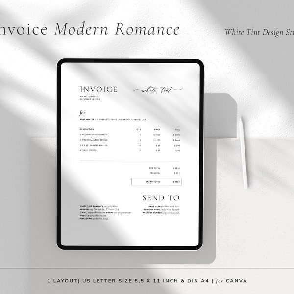 Canva Minimal Invoice Template - Etsy