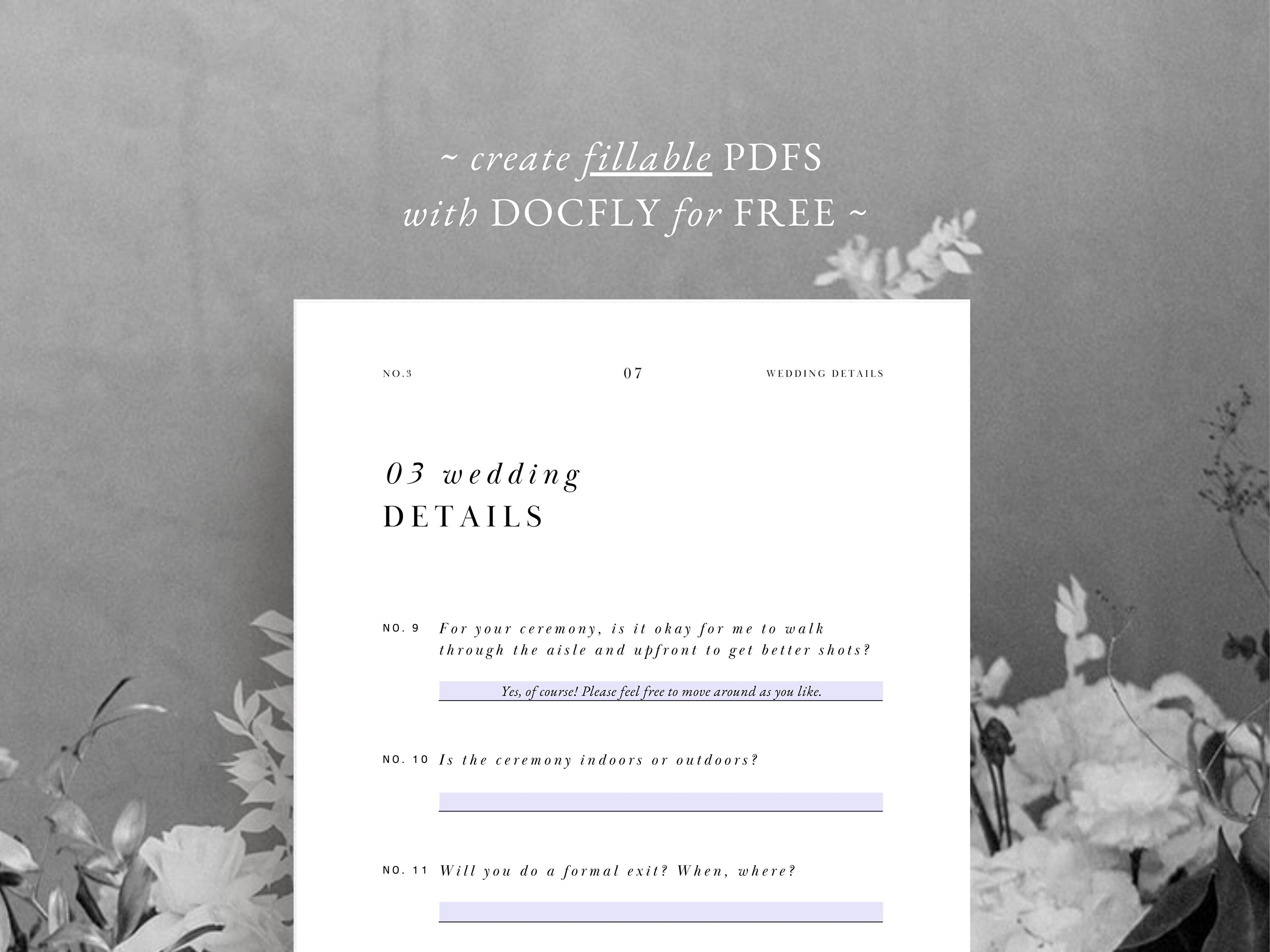 Fillable Pre-written Questionnaire Template for Wedding Photographers ...