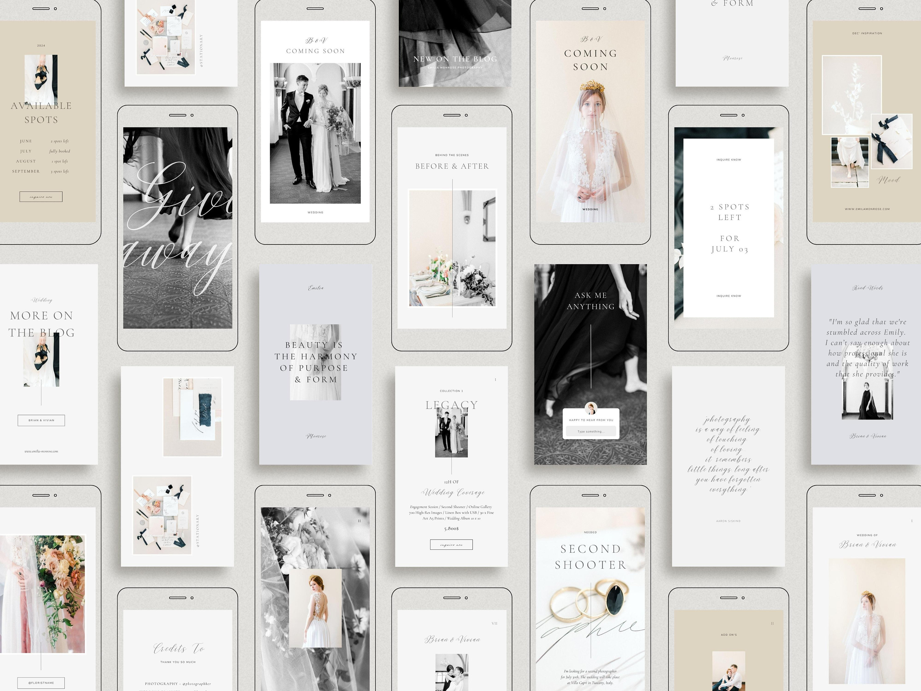 Elegant Instagram Story Templates for Wedding Photographers and ...