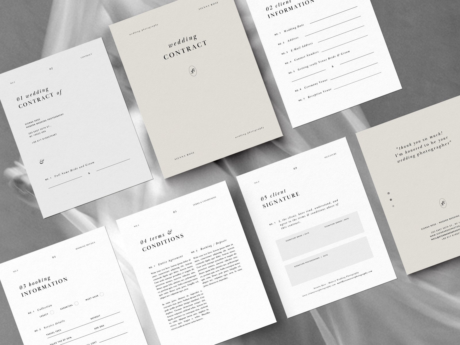 Fillable Photography Client Contract, Minimal Business Booking ...