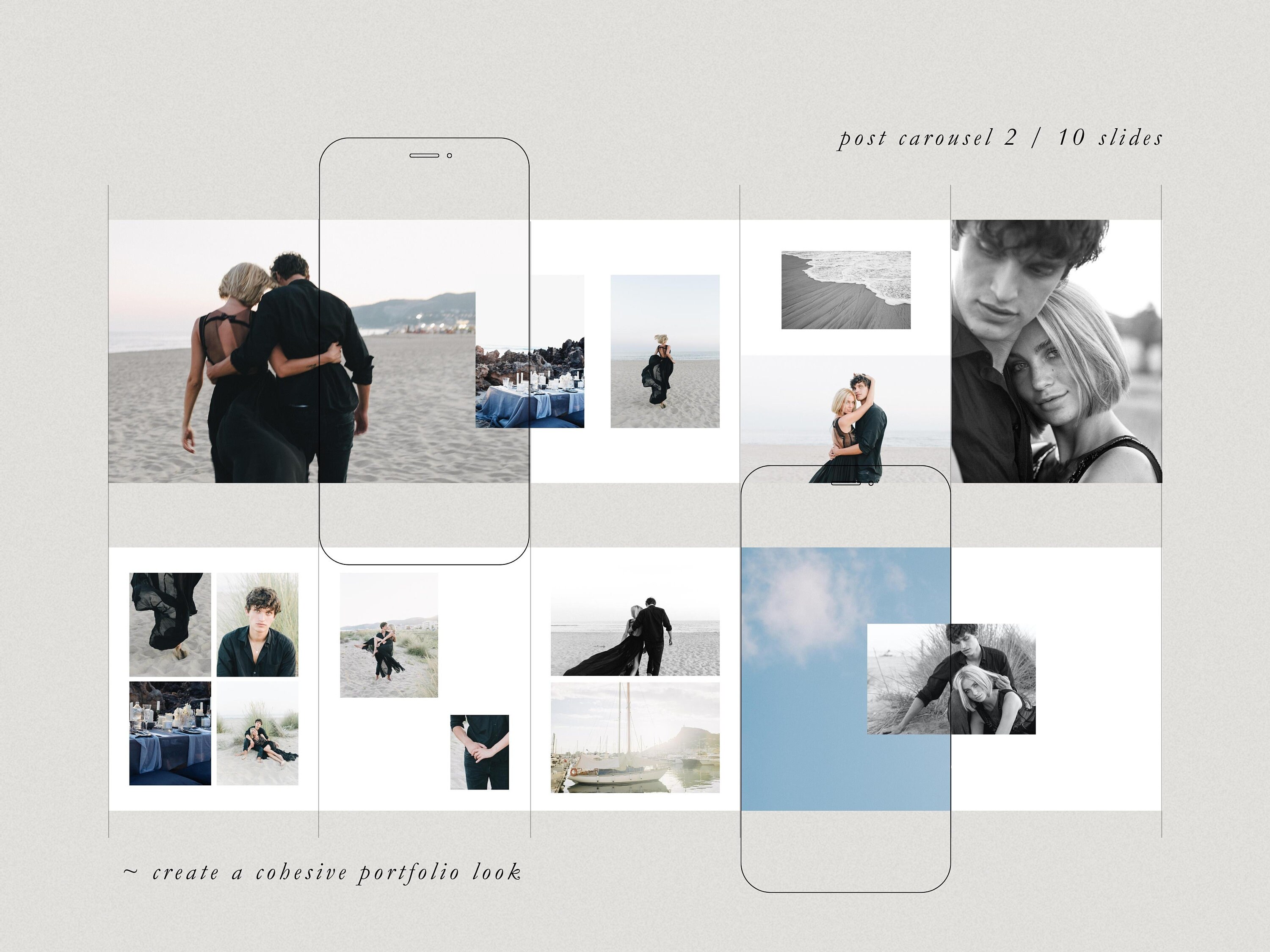Aesthetic Carousel Instagram Post Templates for Wedding Photographers ...