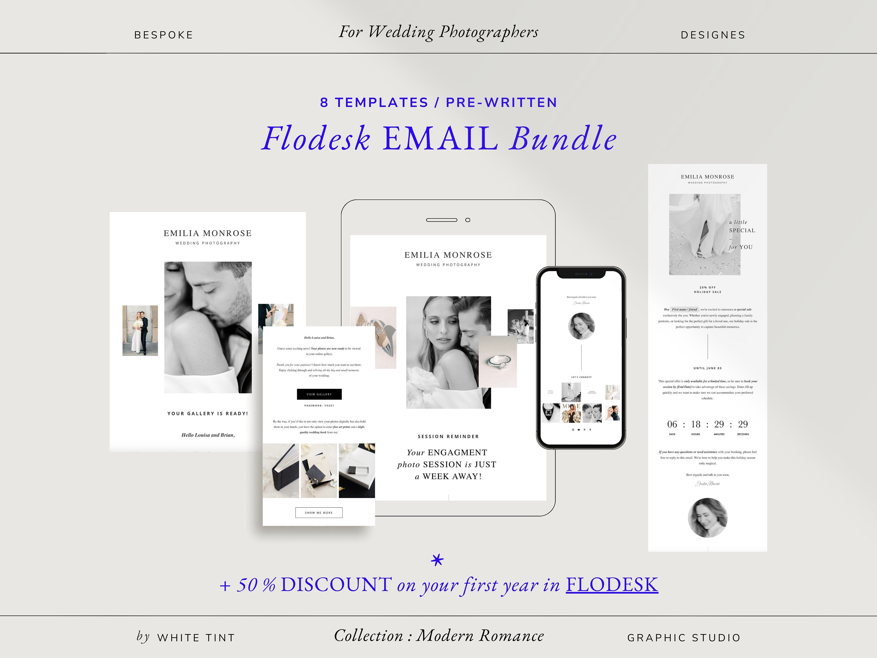 Flodesk Email Template Bundle for Wedding Photographers, Modern ...