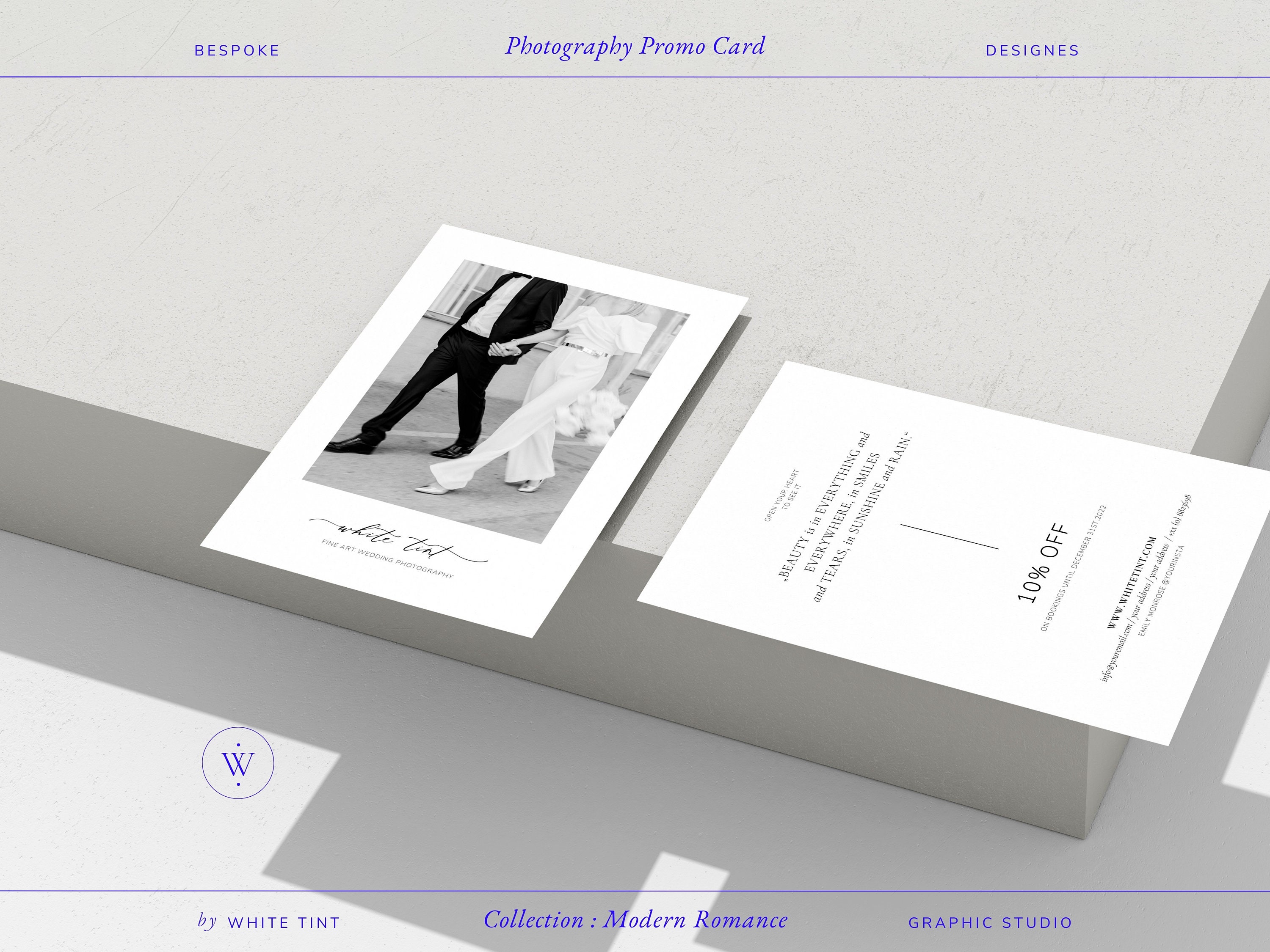 Photography Promo Card Template for Canva, Modern Wedding Photography ...