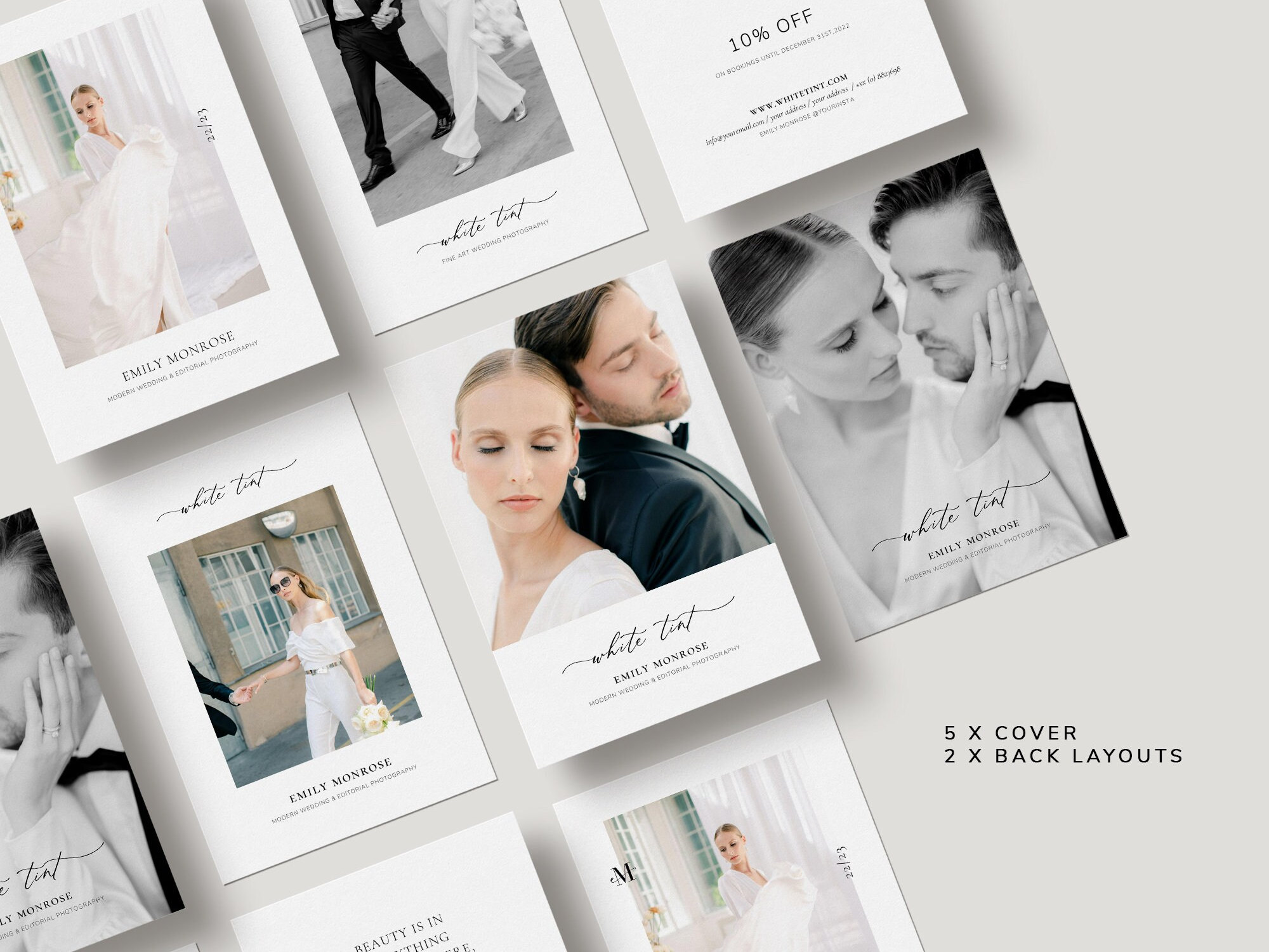 Modern Photography Promotion Card Template for Canva, Minimal Wedding ...