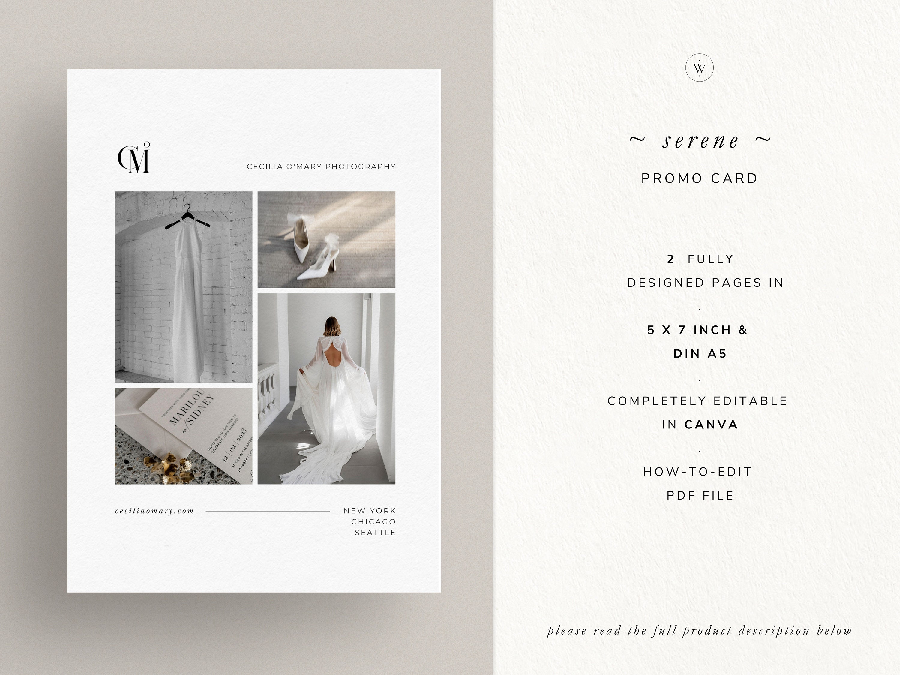 Pure Minimal Promo Card for Photographers, Modern Contemporary Wedding ...