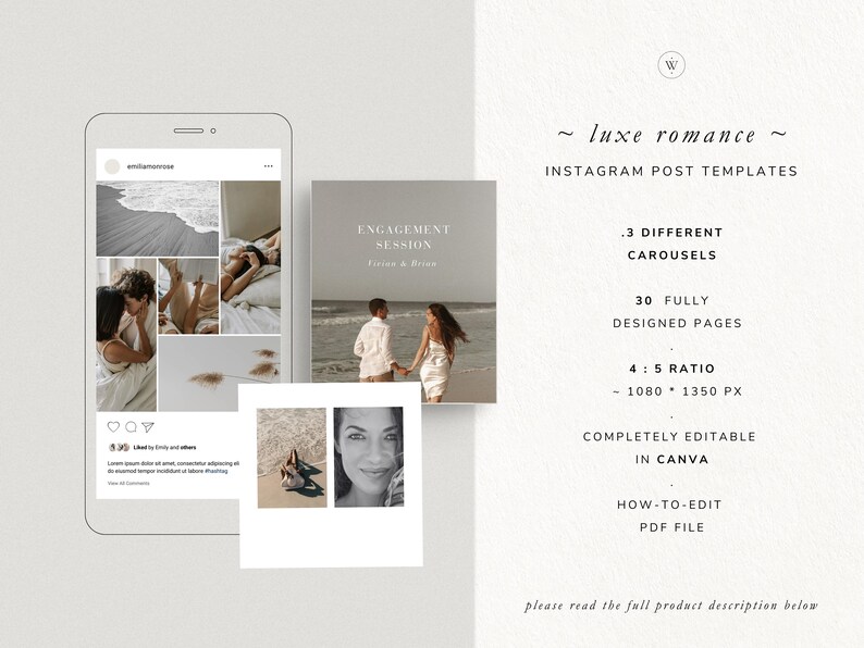 Elegant Carousel Instagram Post Templates for Wedding Photographers ...