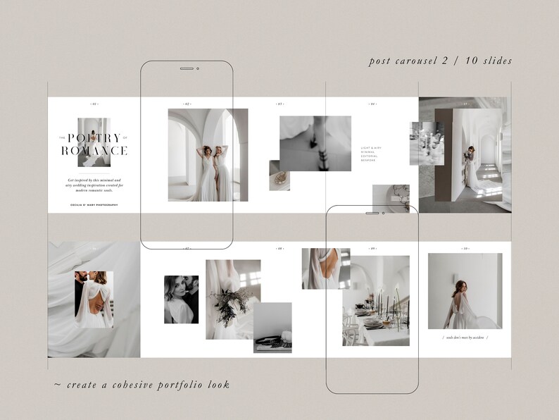 Modern Canva Instagram Posts With Carousels for Wedding Photographers ...