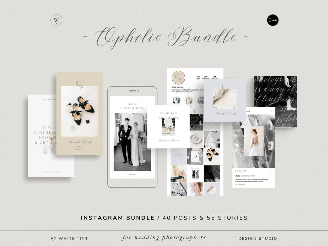 Elegant Instagram Story Bundle for Wedding Photographers, Romantic ...
