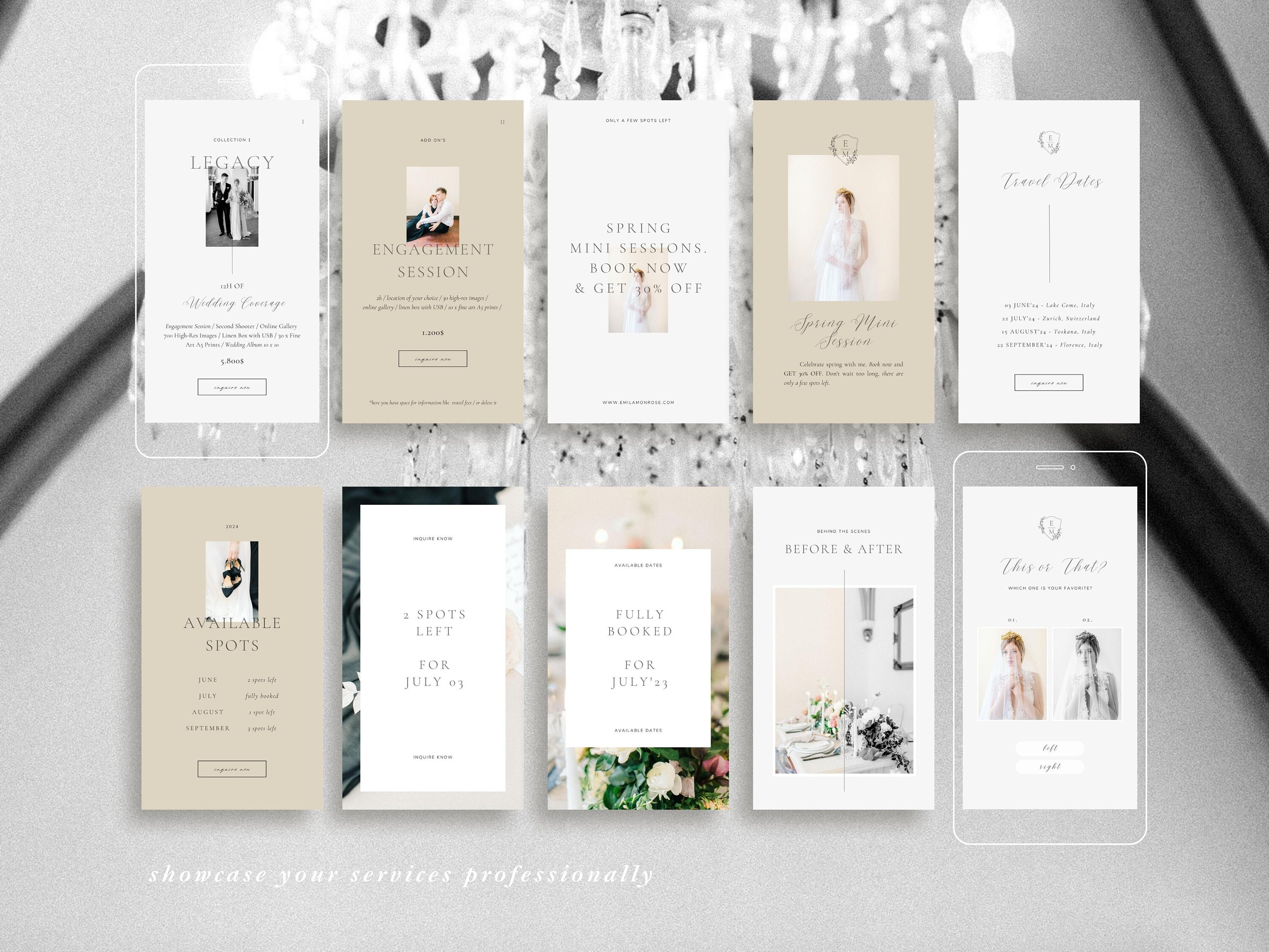 Elegant Instagram Story Templates for Wedding Photographers and ...