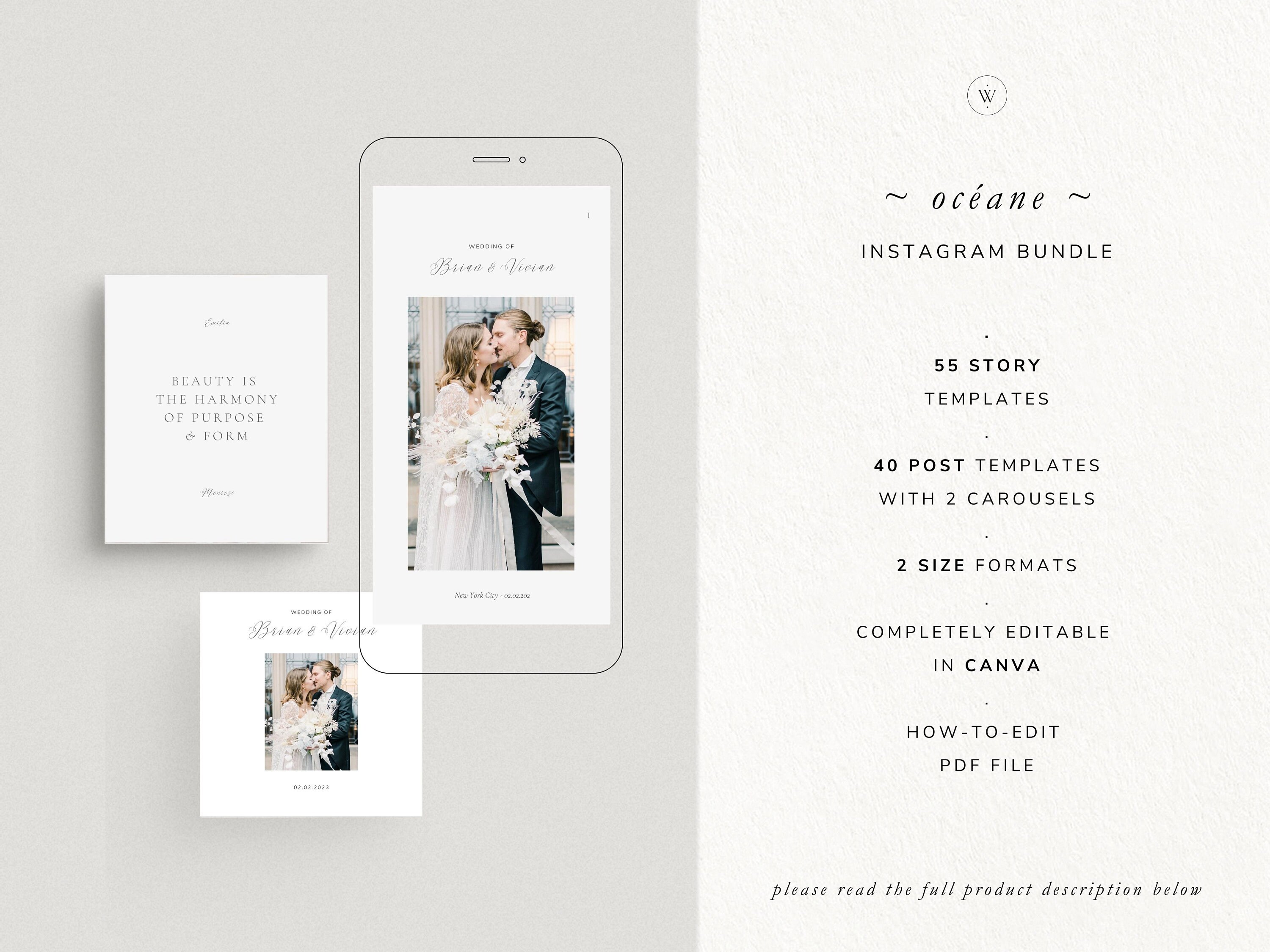 Elegant Instagram Story Bundle for Wedding Photographers, Modern ...