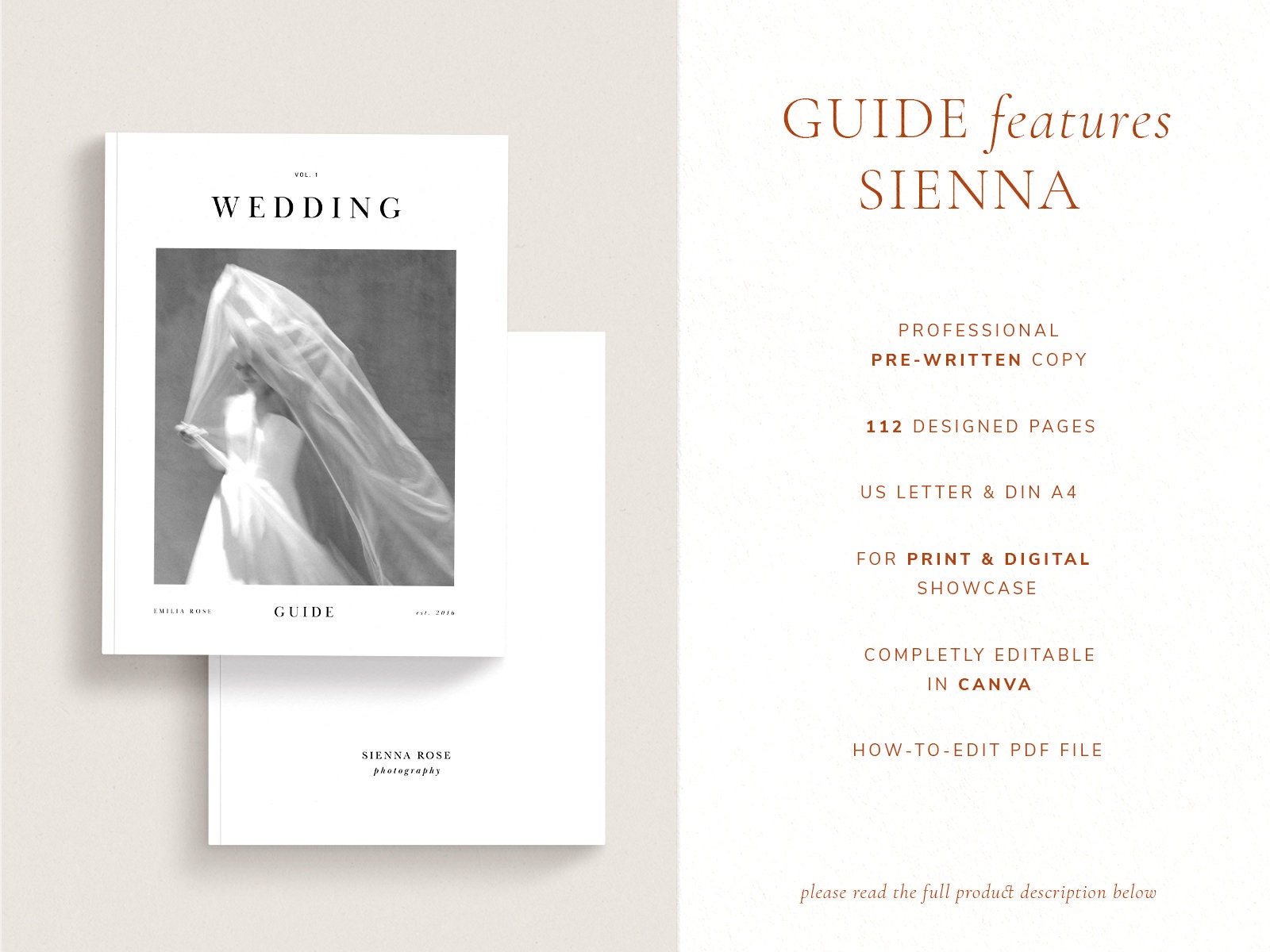 Modern CANVA Client Welcome Guide for Wedding Photographers ...
