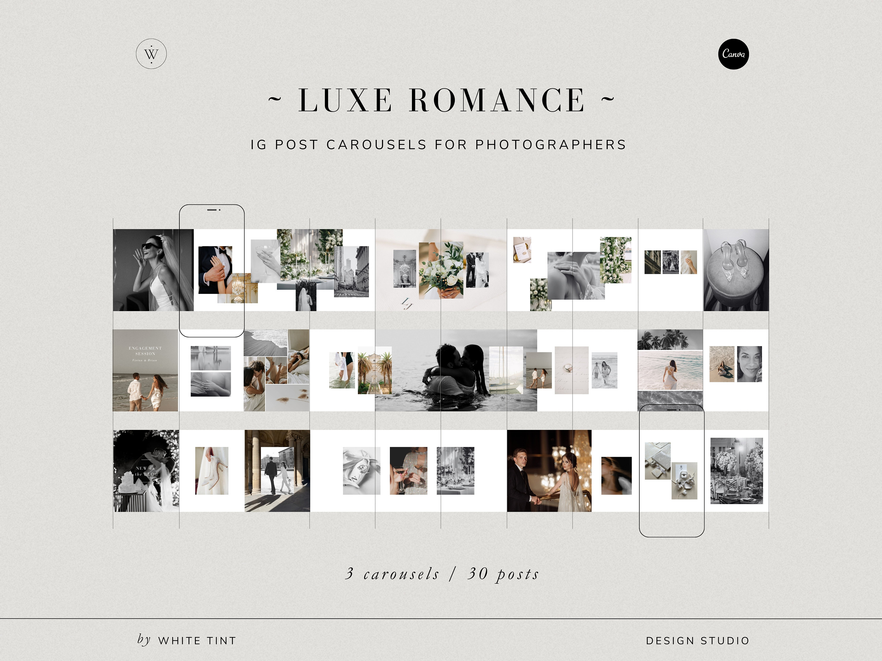 Modern Carousel Instagram Post Templates for Wedding Photographers ...