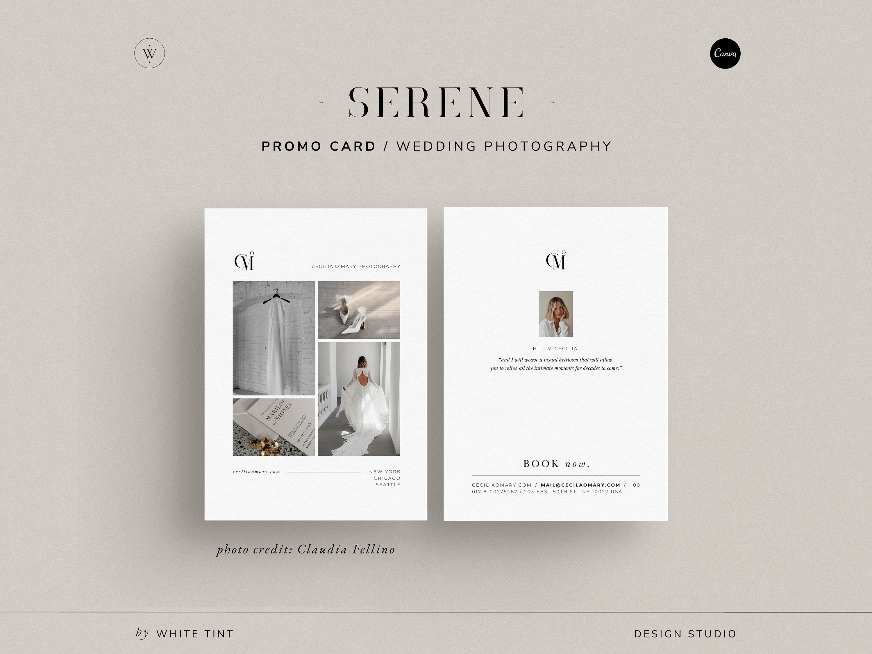 Pure Minimal Promo Card for Photographers, Modern Contemporary Wedding ...