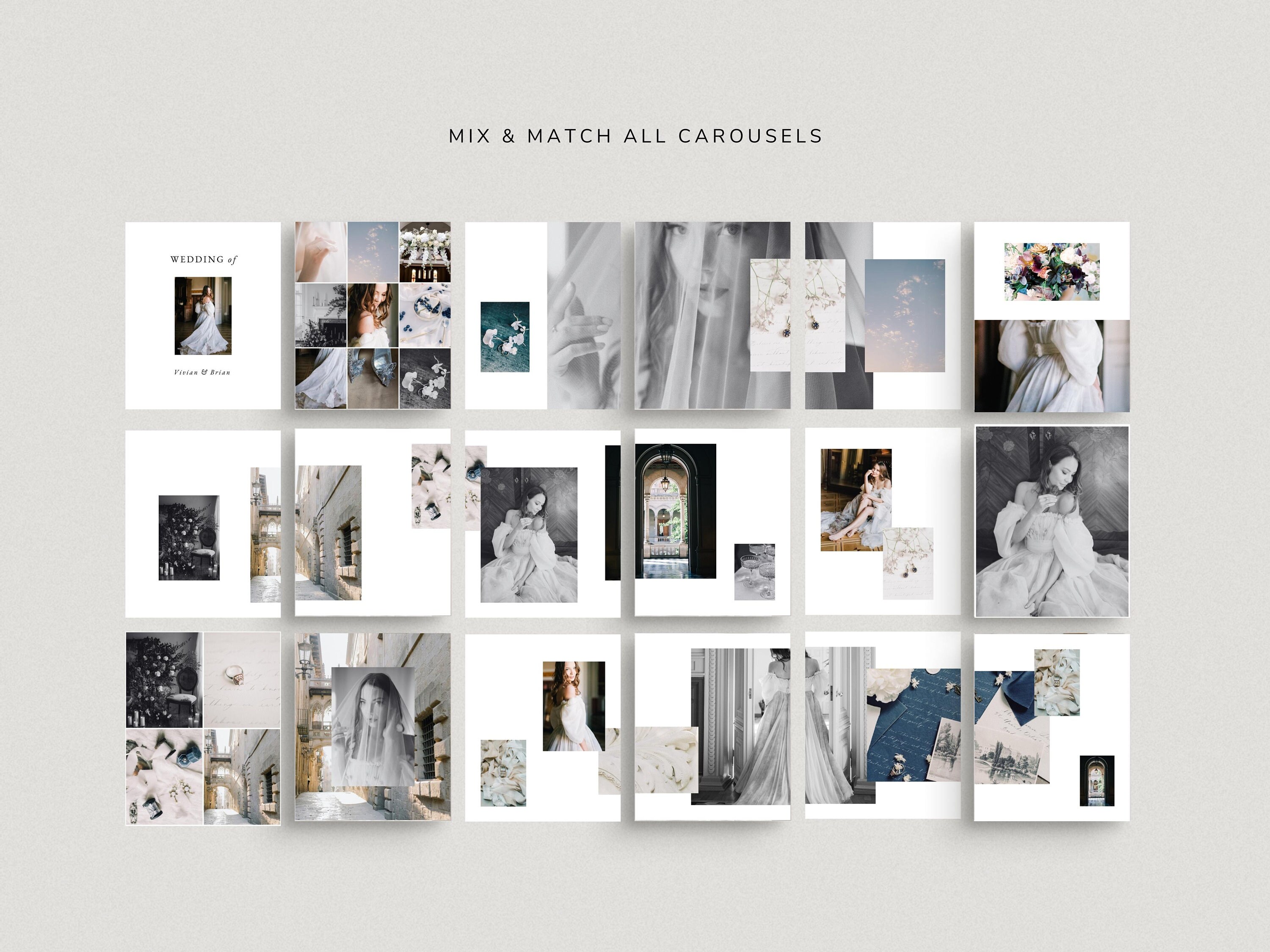 Aesthetic Carousel Instagram Post Templates for Wedding Photographers ...