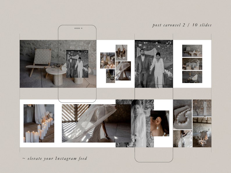 Modern Carousel Instagram Post Templates for Wedding Photographers ...
