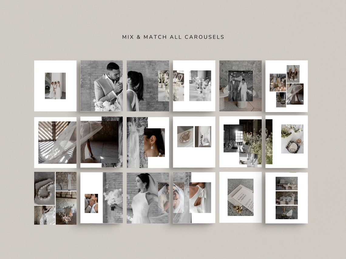 Modern Carousel Instagram Post Templates for Wedding Photographers ...