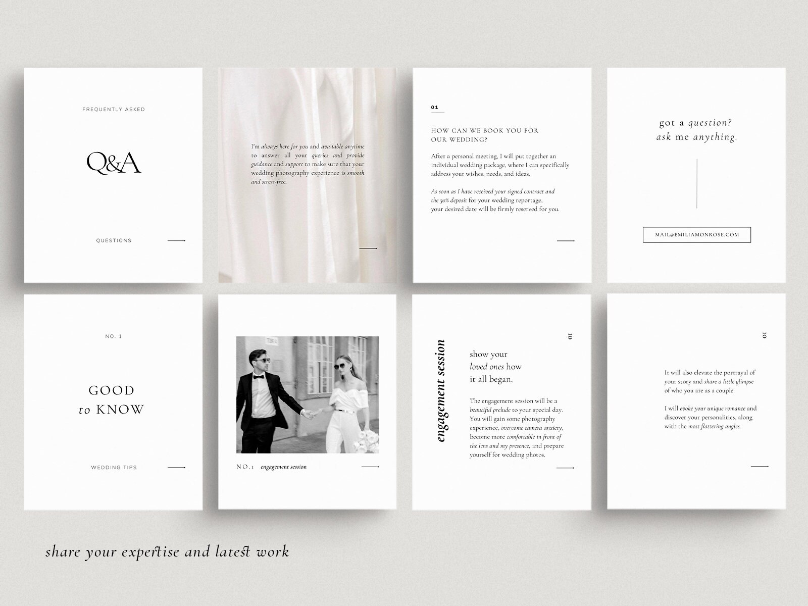 Minimal Canva Instagram Post Carousel for Wedding Photographers, Modern ...
