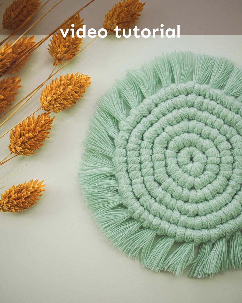 Round Macrame Coaster Pattern, Macrame Video Tutorial Round Boho Coaster, Macrame Tutorial PDF ...