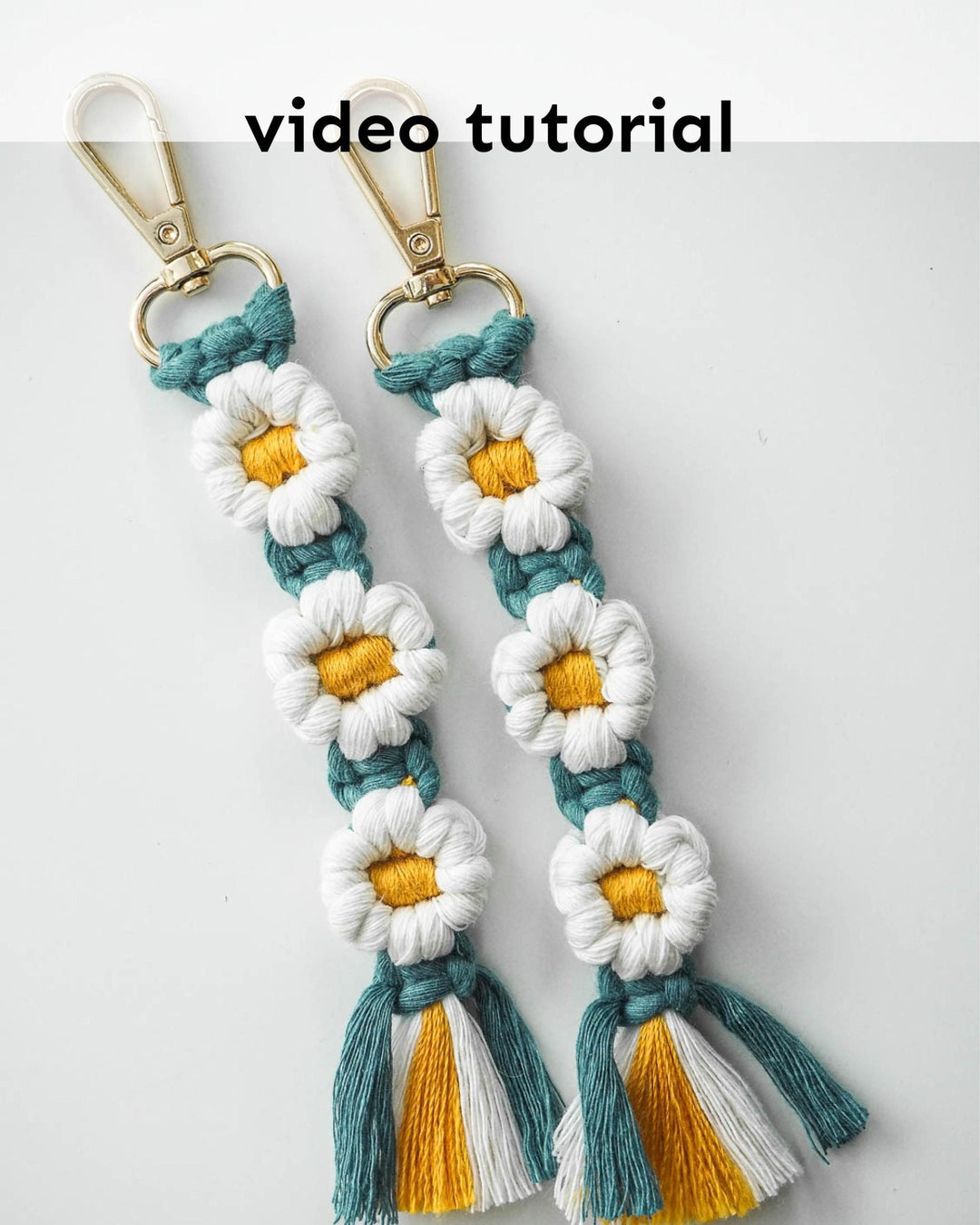 Macrame Pattern for a Flower Macrame Keychain, Macrame PDF Tutorial ...