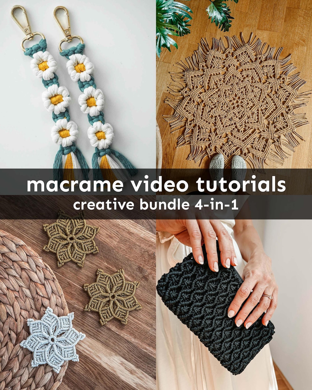 Macrame Pattern Bundle, 4-in-1 Macrame Tutorials, Creative Macrame ...
