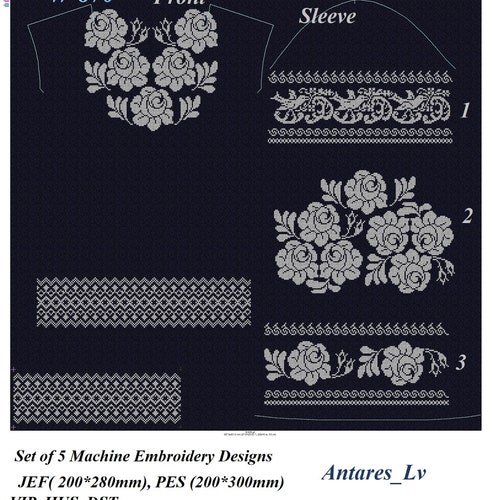 Folk Machine Embroidery Design. Set of 7 Embroidery - Etsy