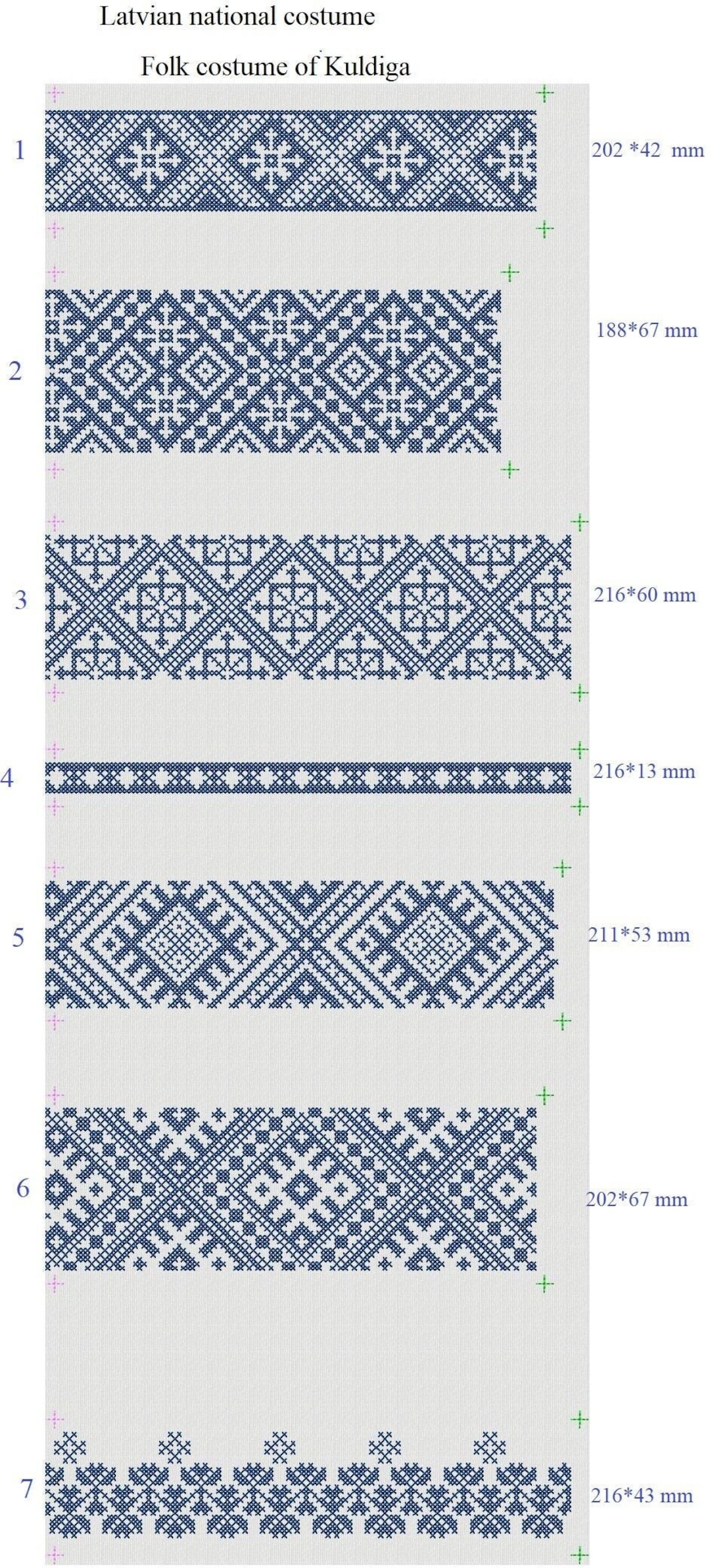 Slovak Cross Stitch Embroidery Design, Set of 7 Designs, Folk ...