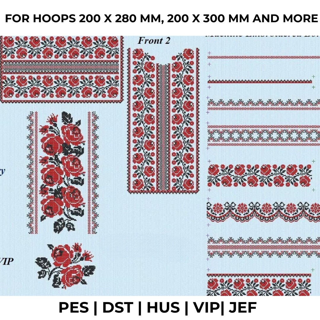 Folk Machine Embroidery Designs, Set of 12 Embroidery Designs ...