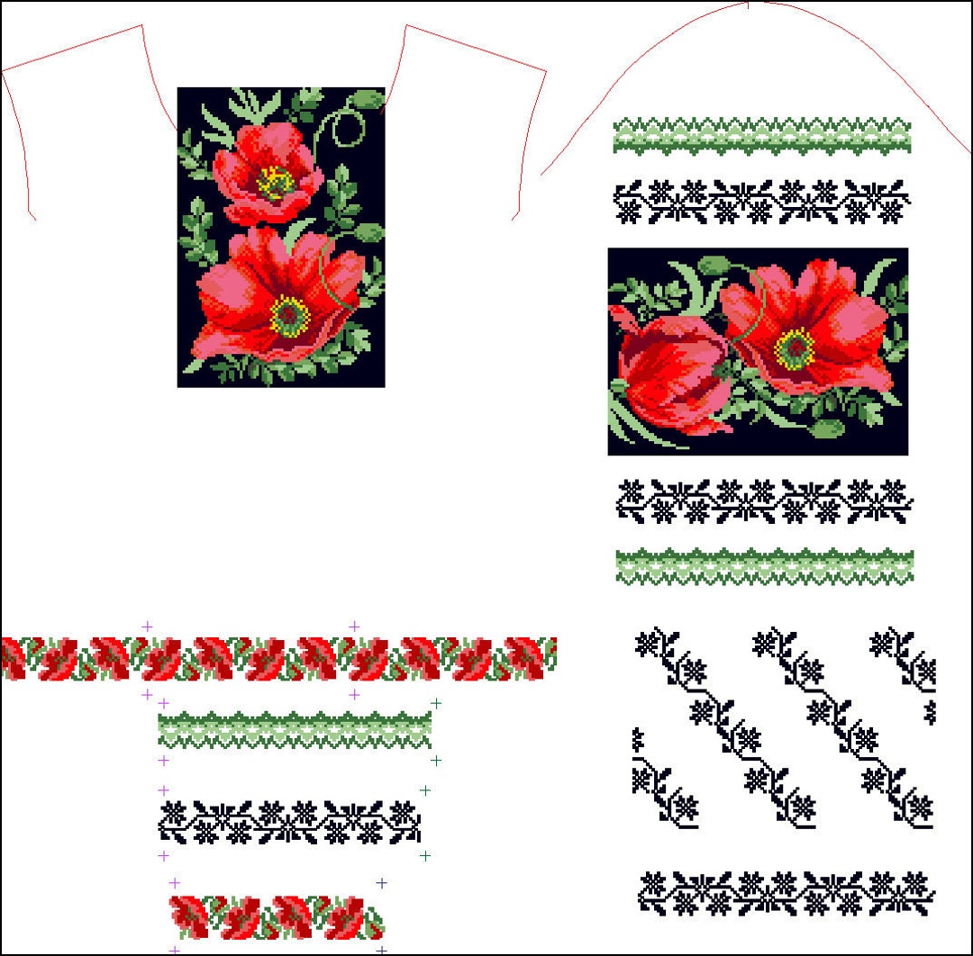 Folk Machine Embroidery Design. Set of 4 Embroidery Designs. Slavic ...