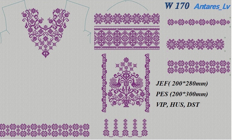 Folk Machine Embroidery Design. Set of 7 Embroidery - Etsy