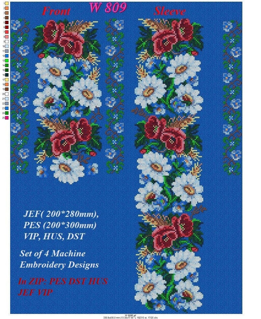 Slavic Embroidery Design for Woman, Ukrainian Cross Stitch Embroidery ...