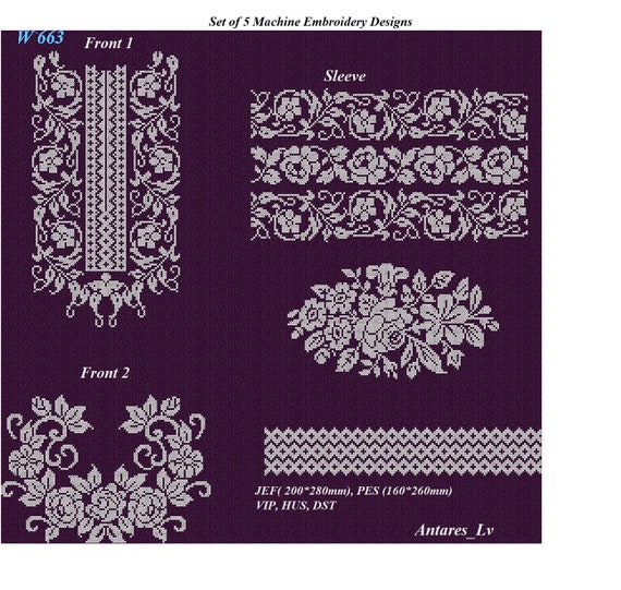 Folk Machine Embroidery Design Ukrainian Embroidery Set of | Etsy