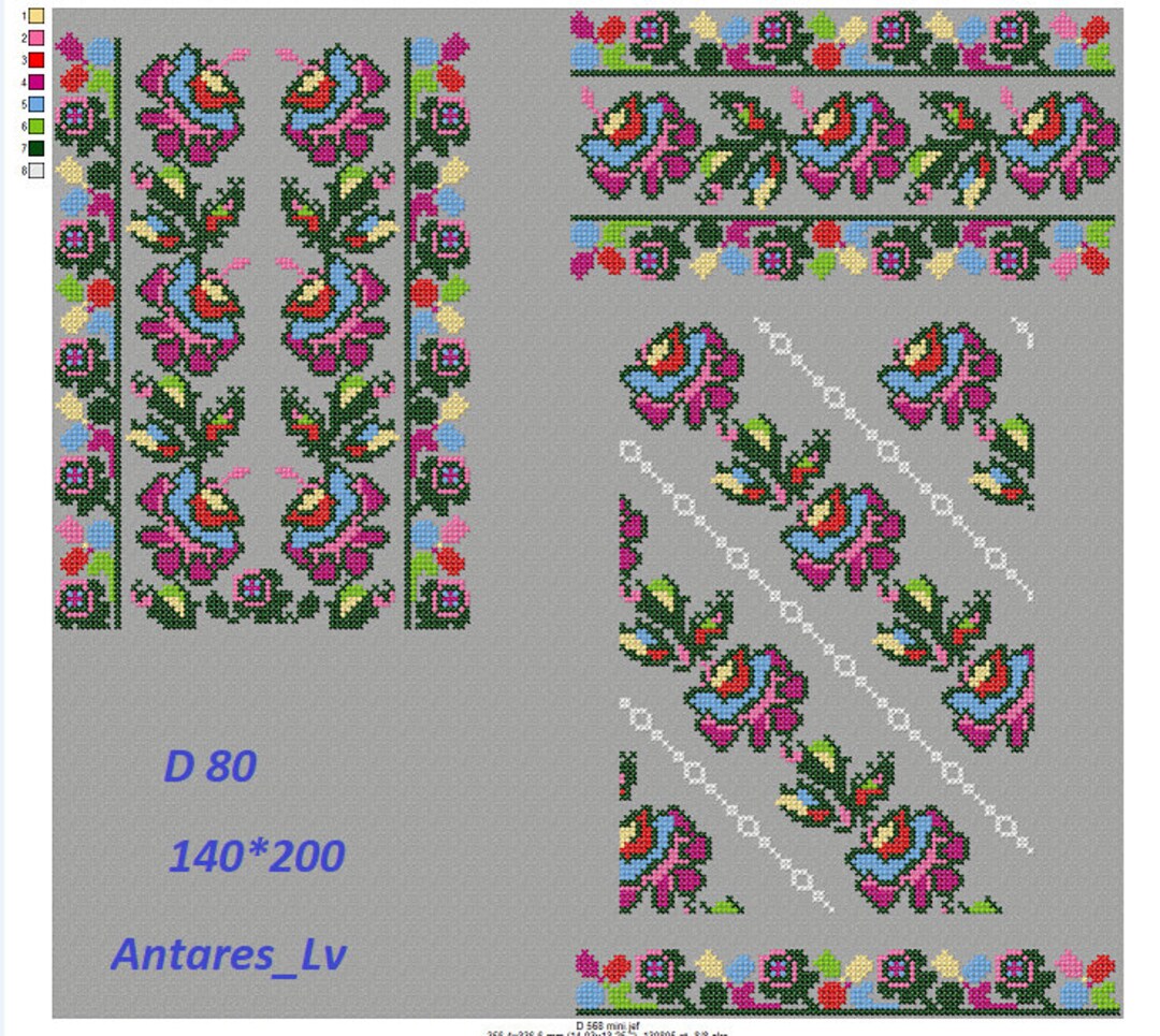 Folk Machine Embroidery Design. Ukrainian Embroidery. Set of 5 ...