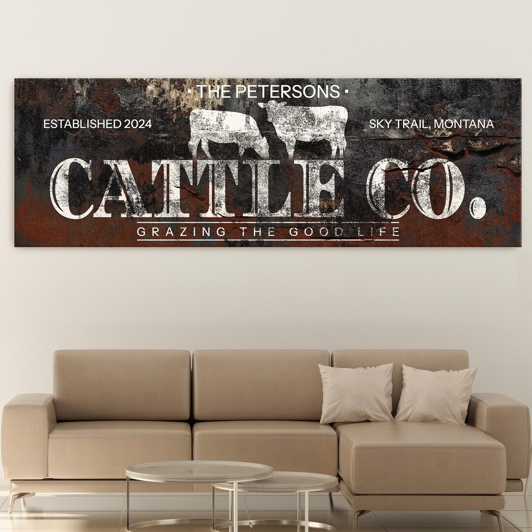 Custom Cattle Farm Sign | Rustic Ranch Wall Art With Family Name ...
