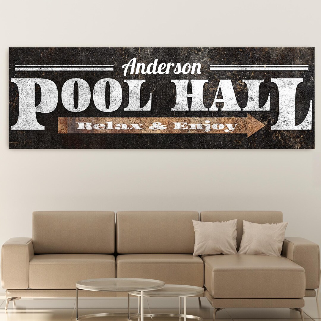 Personalized Pool Hall Sign – Rustic Billiards Room Wall Art, Custom ...