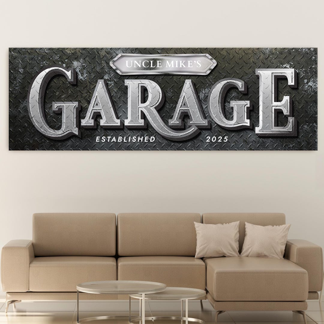 Custom Garage Wall Sign | Uncle Mike’s Shop Sign | Vintage Metal Shop ...