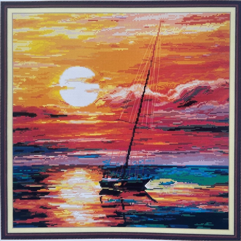 Cross Stitch Sunset - Etsy