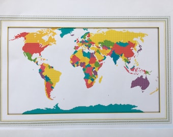 Cross Stitch World Map | Etsy