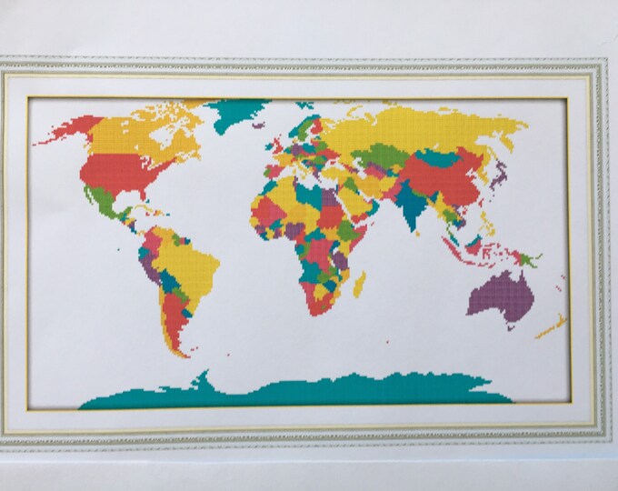Cross Stitch Kit World Map - Etsy