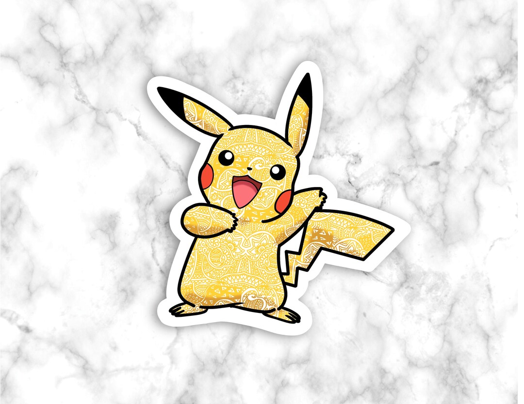 Pikachu Sticker, Pikachu Decal, Pokémon Sticker, Cartoon Character ...