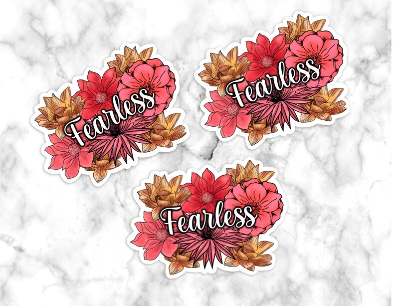 Fearless Sticker Vinyl Decal Flowers Vinyl Decal Sticker | Etsy