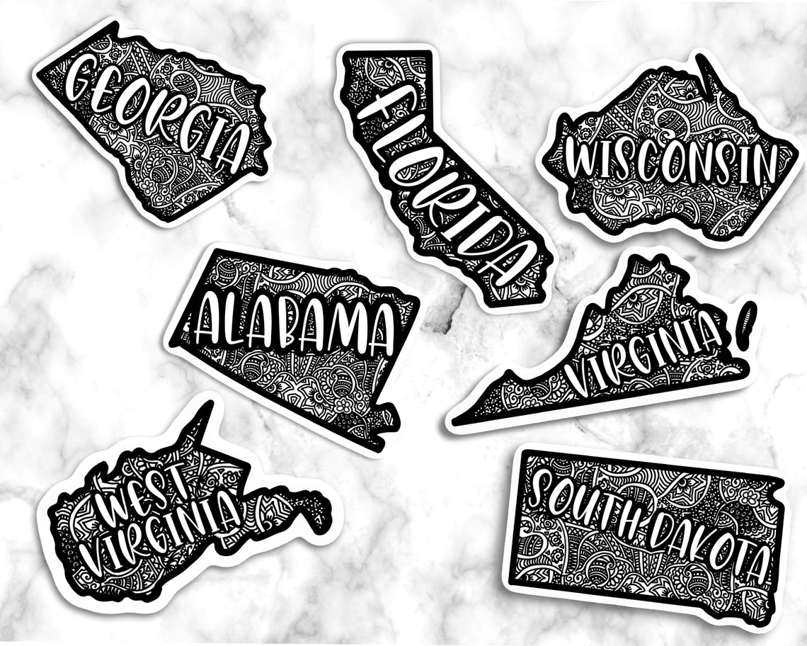 United States Stickers Laptop Sticker Friend Gift State - Etsy