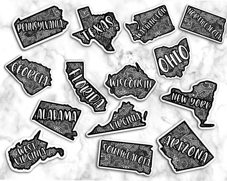 United States Stickers Laptop Sticker Friend Gift State - Etsy