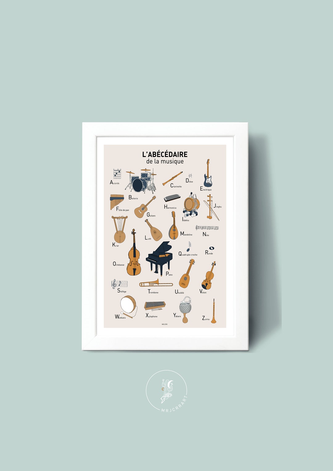 Music ABC Poster, A3 A4 Poster Illustration for Wall Decoration - Etsy