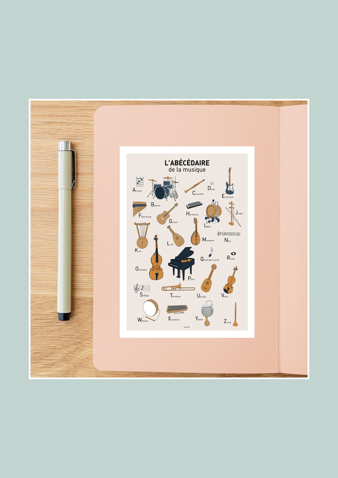 Postcard ABC of Music, Illustration 10x15cm for Wall Decoration - Etsy