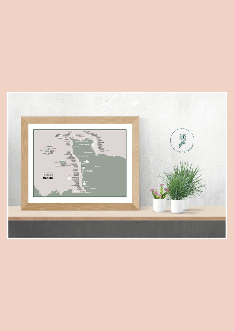 Poster Map of the Beaches of the Channel , Illustration Poster A3 for ...